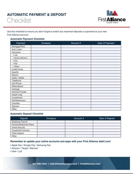 What’s in the First Alliance Credit Union Switch Kit?
